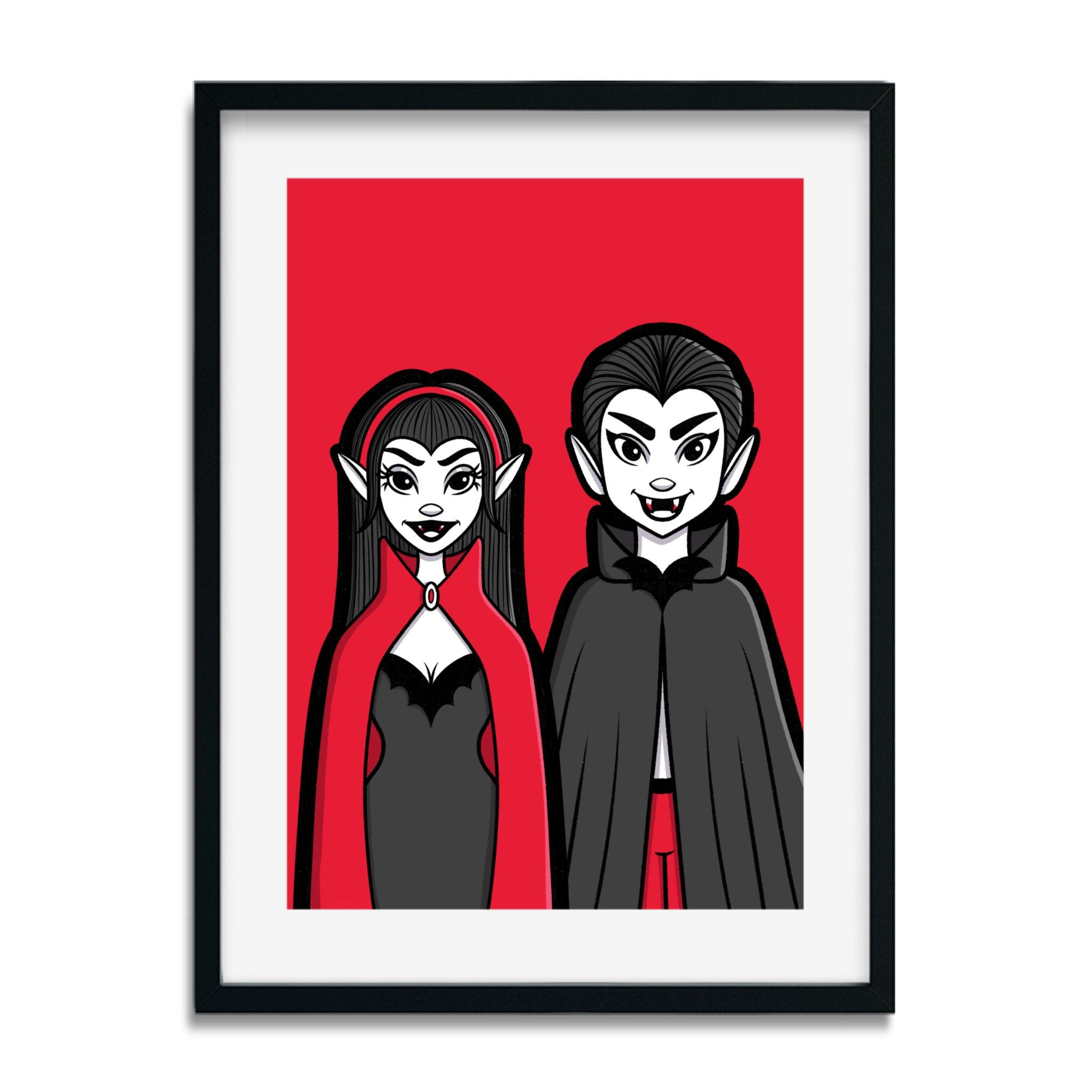 Vampire Couple Art Print | Classic Monsters | Scaredy Cat Studio