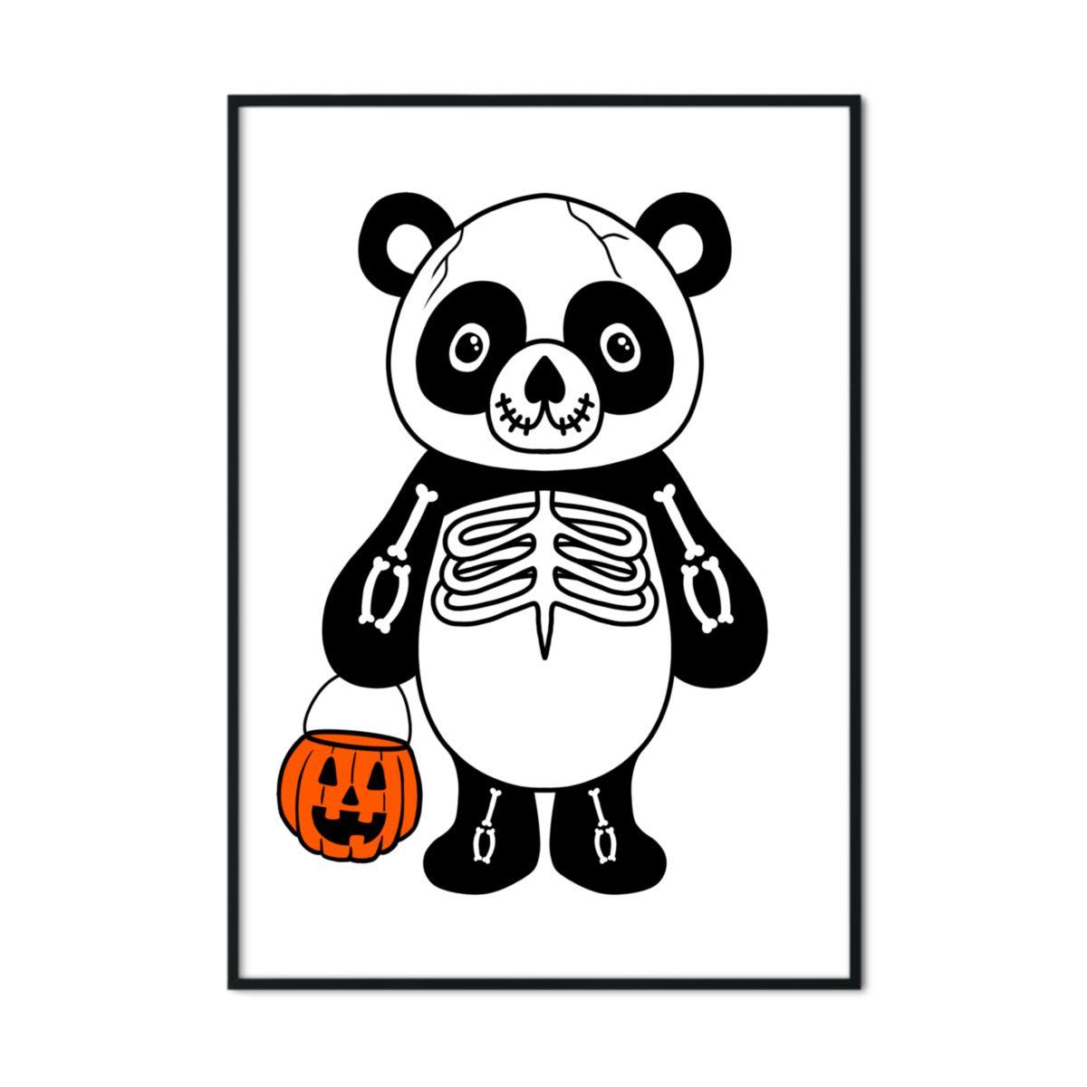 Panda in a Skeleton Costume | A2 Poster – Scaredy Cat Studio